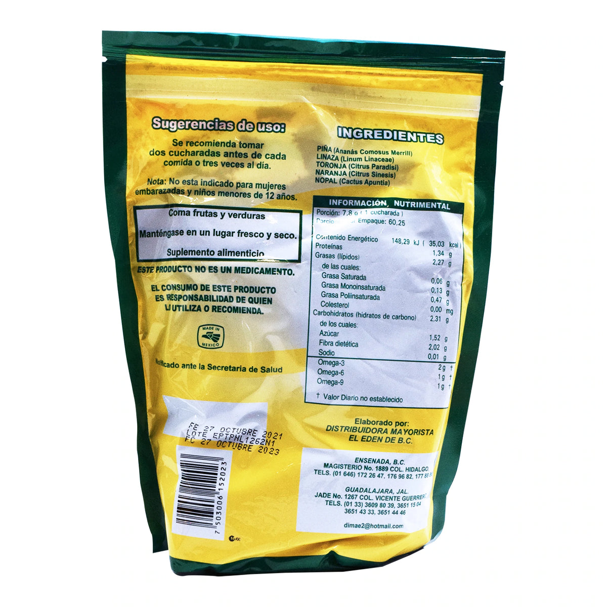 Fibra Piñalinaza 470gr (linaza Canadiense) Polvo Sabor Piña 470gr ...